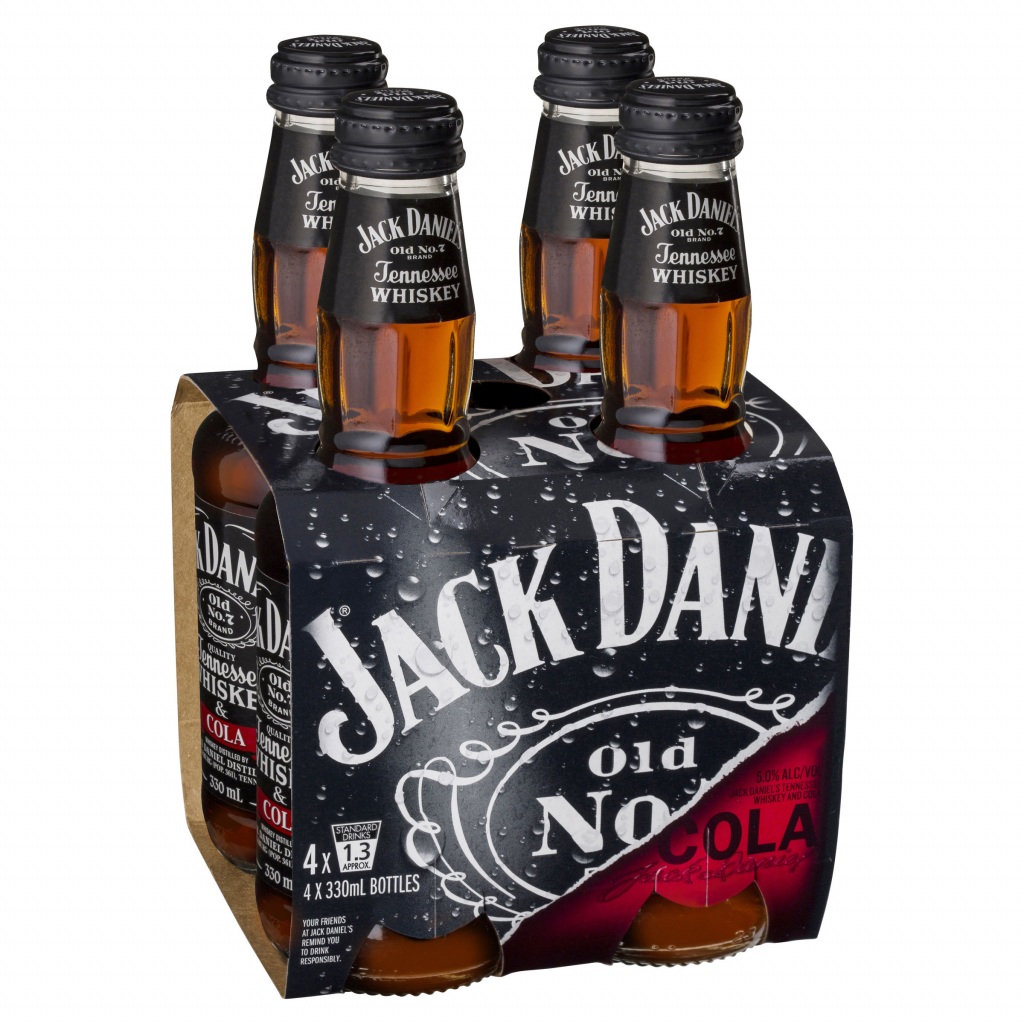 JACK DANIEL'S & COLA X4 33CL 4,8° - La Cave du Château